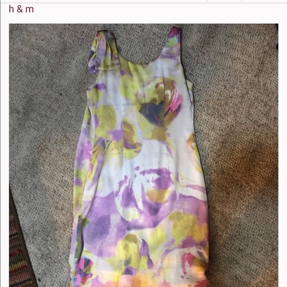 H&M | Dresses | Hm Watercolor Dress Wshoulder Bow | Poshmark